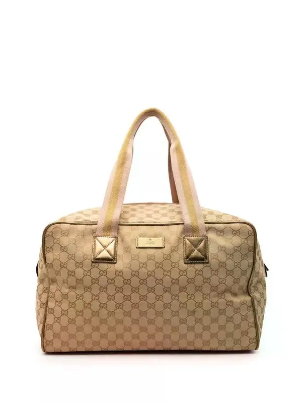 Gucci Gg Canvas Web Duffle Travel Bag - Neutrals