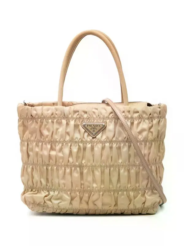 Prada 2010-2026 Tessuto Gaufre Satchel - Neutrals