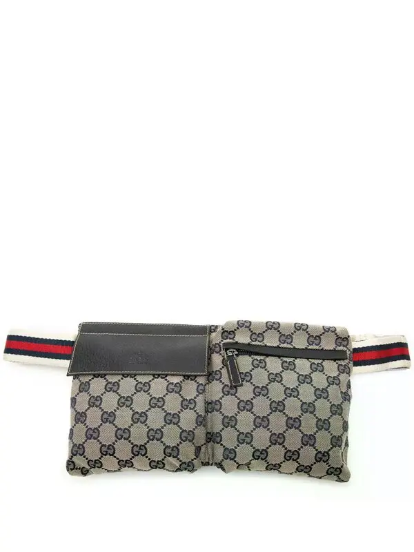 Gucci Gg Canvas Web Double Pocket Belt Bag - Neutrals