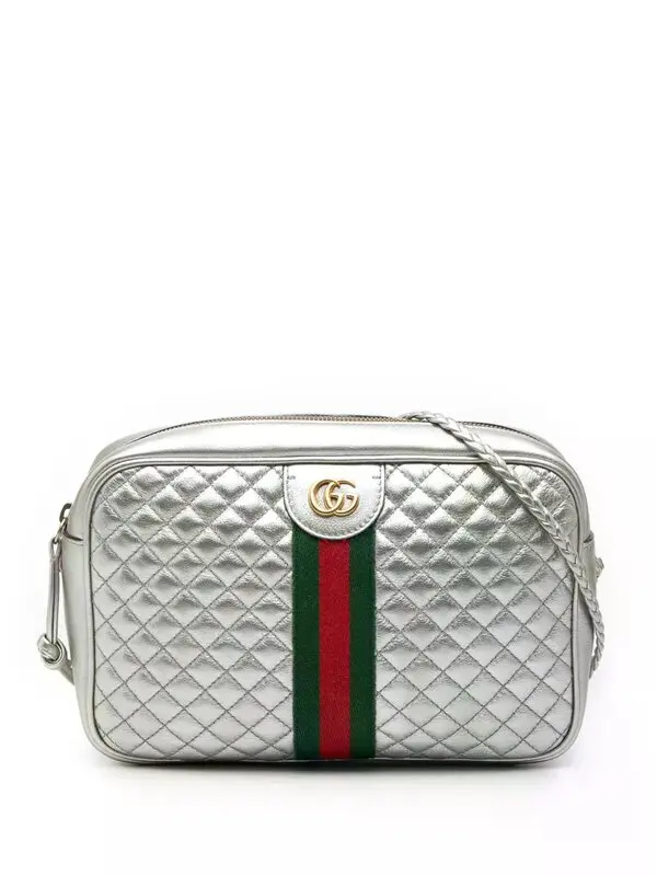 Gucci 2000-2015 Small Quilted Metallic Leather Trapuntata Crossbody Bag - Silver