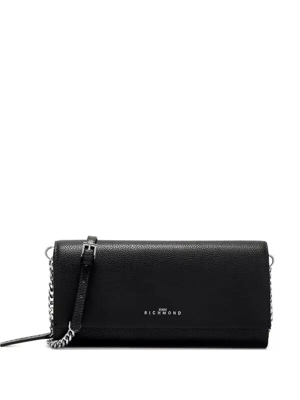 John Richmond Grained Leather Clutch With Chain Strap - Black