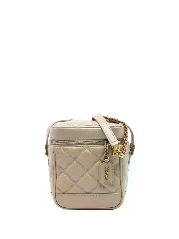 Saint Laurent 2021 Grain De Poudre Quilted 80s Vanity Bag - Neutrals