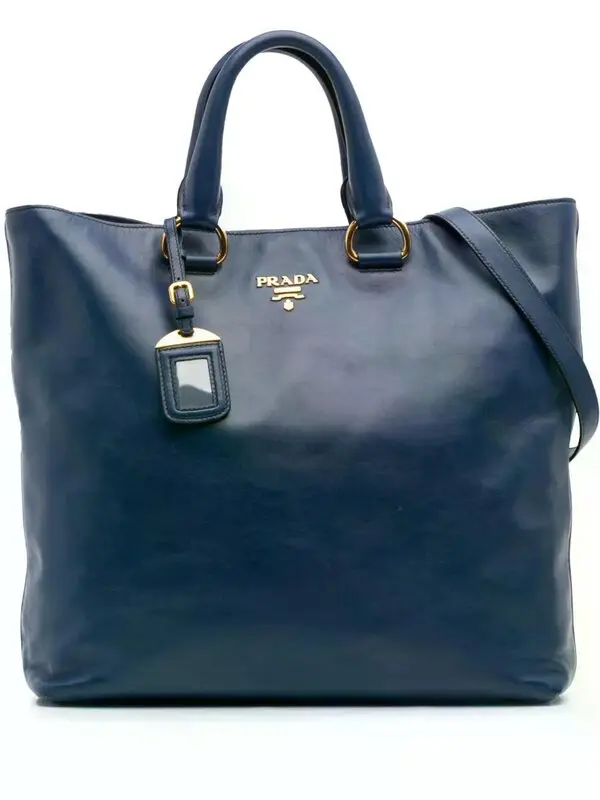 Prada Soft Calf Open Convertible Tote Satchel 2010-2025 - Blue