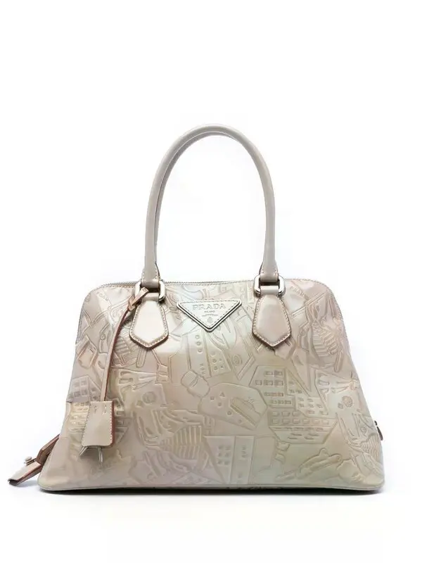 Prada 2010-2016 Embossed Leather Handbag - Neutrals