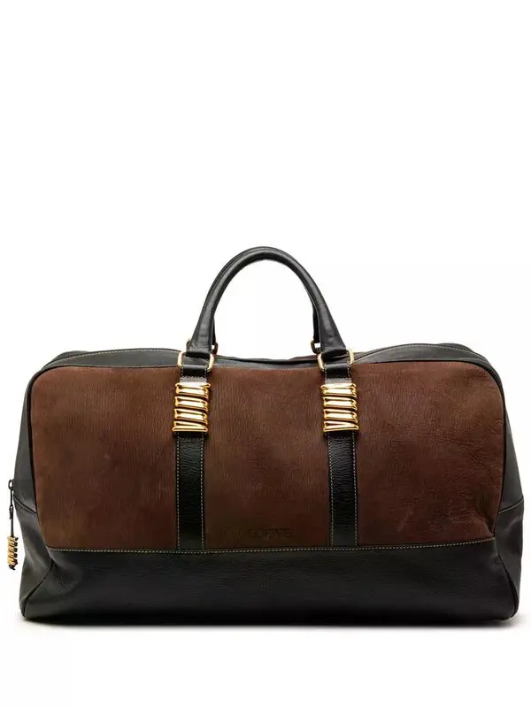 Loewe 2010-2026 Bicolor Suede And Calfskin Velazquez Twist Travel Bag - Brown