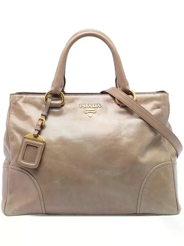 Prada Vitello Shine Open Convertible Tote - Neutrals