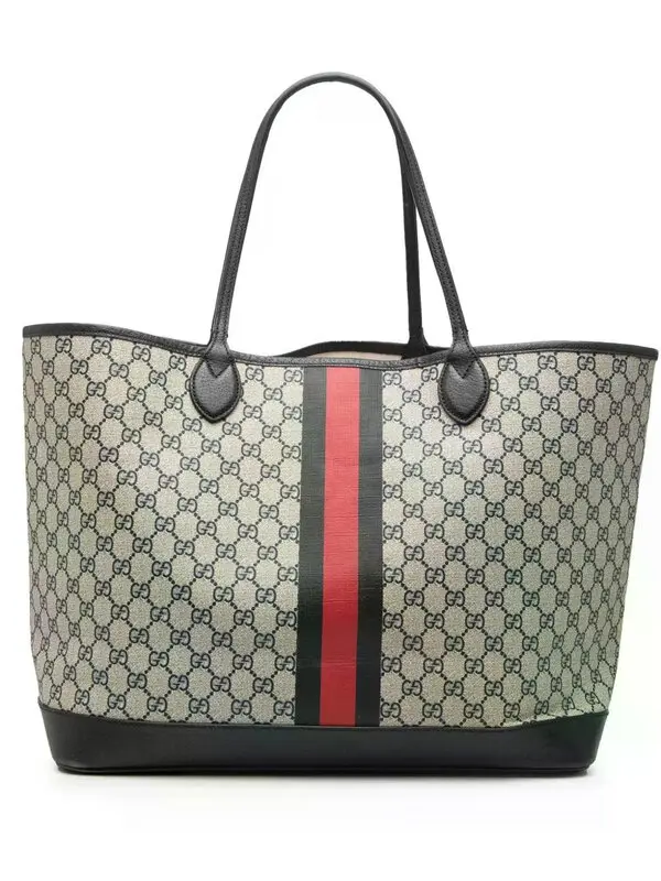 Gucci Gg Supreme Web Ophidia Shopper Tote Bag - Neutrals