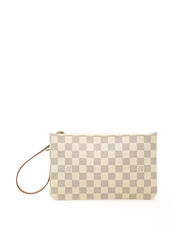LOUIS VUITTON Damier Azur Neverfull Mm Pouch - White