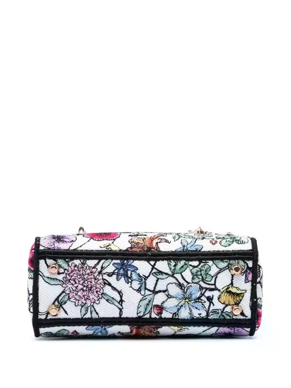 Dior Mini Embroidered Lady D-lite Satchel - White