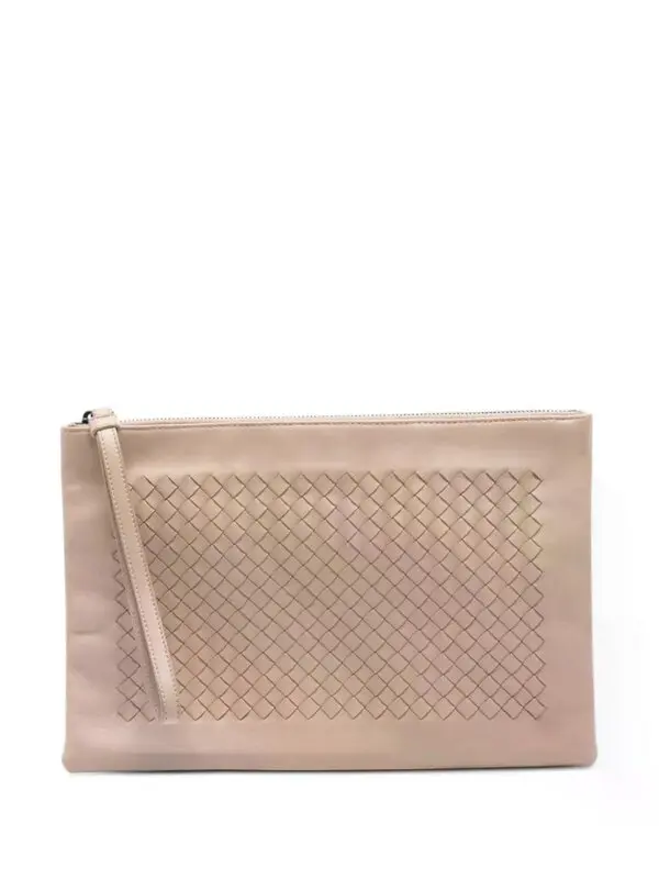 Bottega Veneta 2012-2026 Nappa Intrecciato Wristlet Clutch - Neutrals
