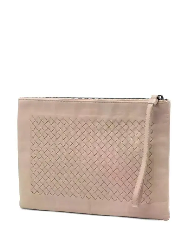 Bottega Veneta 2012-2026 Nappa Intrecciato Wristlet Clutch - Neutrals