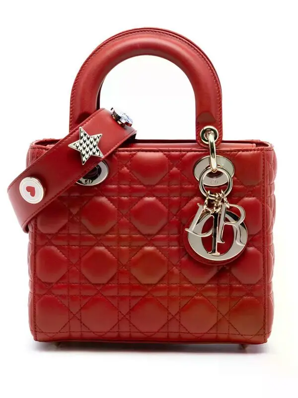 Dior 2017 Small Lambskin Cannage My Abcdior Lady Satchel - Red