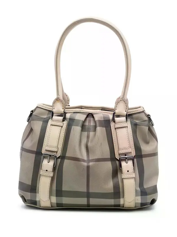 Burberry Smoke Check Coated Canvas Northfield Satchel - Neutrals