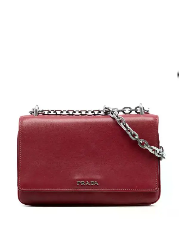 Prada Soft Calf Chain Crossbody Bag - Red