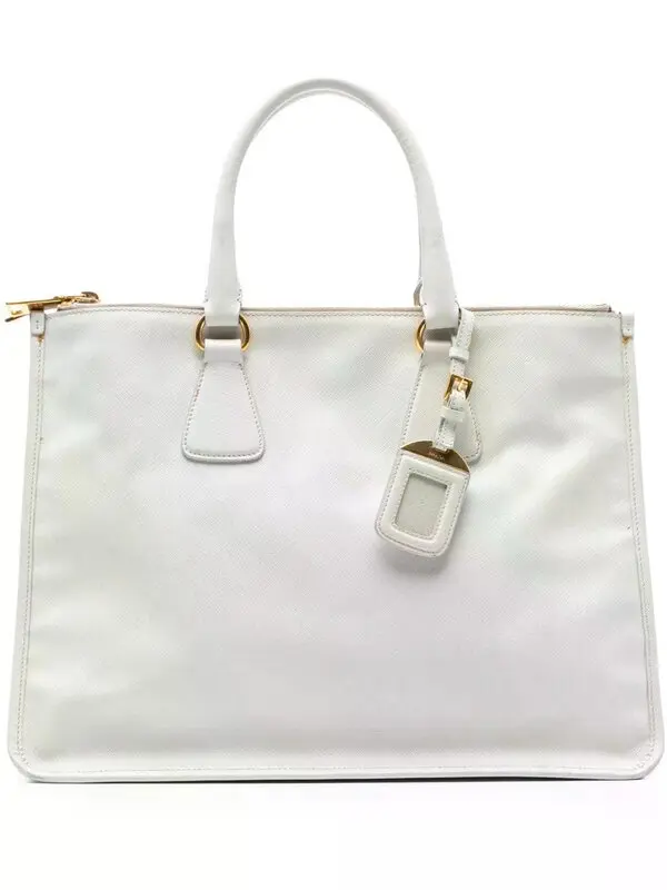 Prada Saffiano Lux Double Zip Tote - White