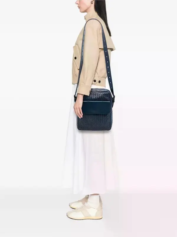 Bottega Veneta Nappa Intrecciato Crossbody Bag - Blue