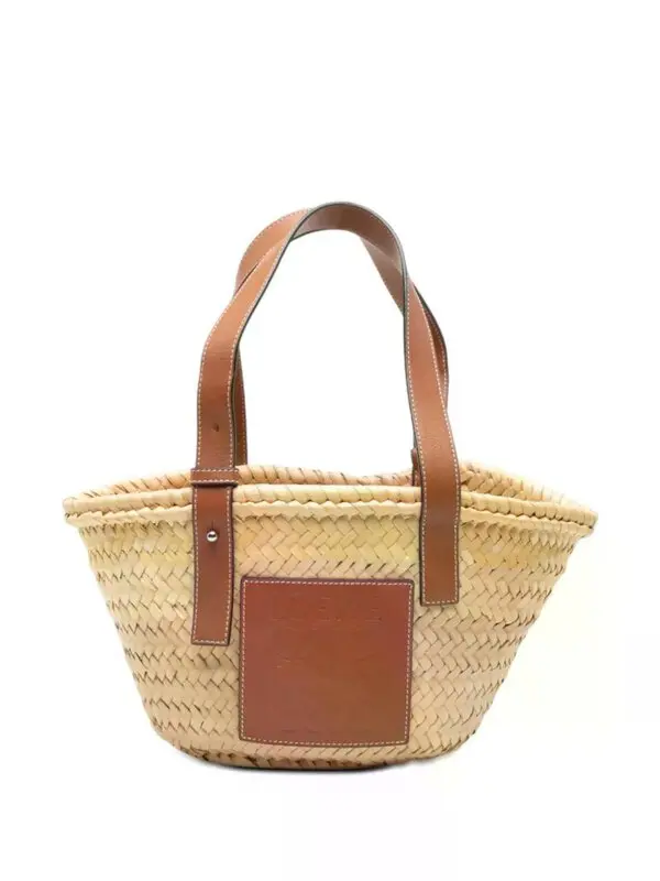 Loewe Small Raffia Anagram Basket Tote Bag - Neutrals