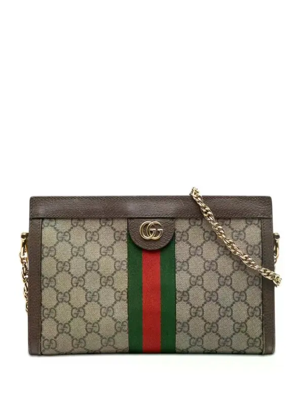 Gucci Gg Supreme Ophidia Chain Crossbody Bag - Neutrals