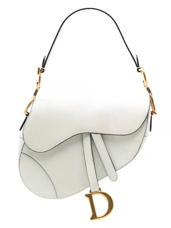 Dior 2019 Grained Calfskin Saddle Bag - White