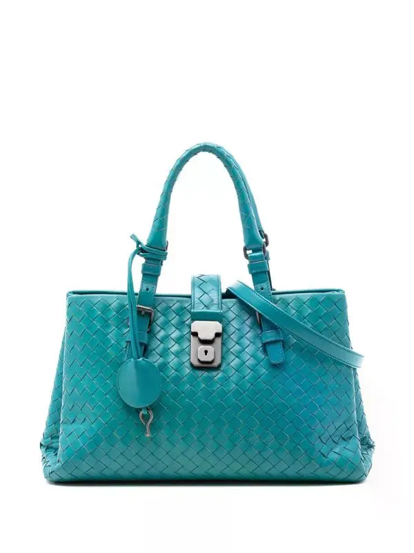 Bottega Veneta Small Nappa Intrecciato Roma Satchel - Blue