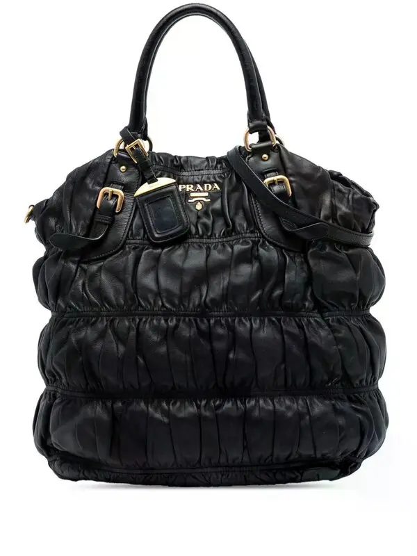 Prada 2013-2025 Nappa Gaufre Satchel - Black
