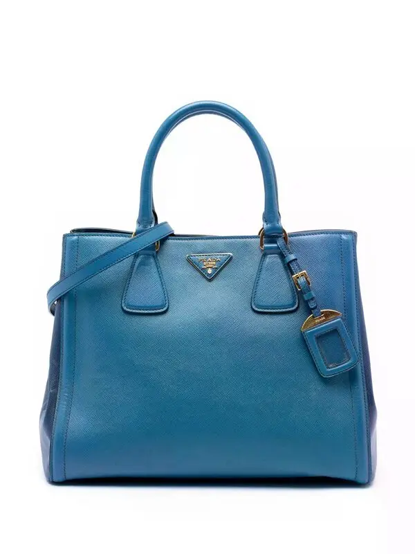 Prada 2010-2025 Bicolor Saffiano Lux Galleria Satchel - Blue