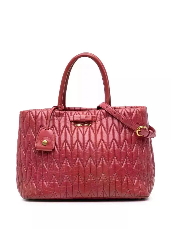 Miu Miu 2010-2020 Matelasse Lambskin Satchel - Pink
