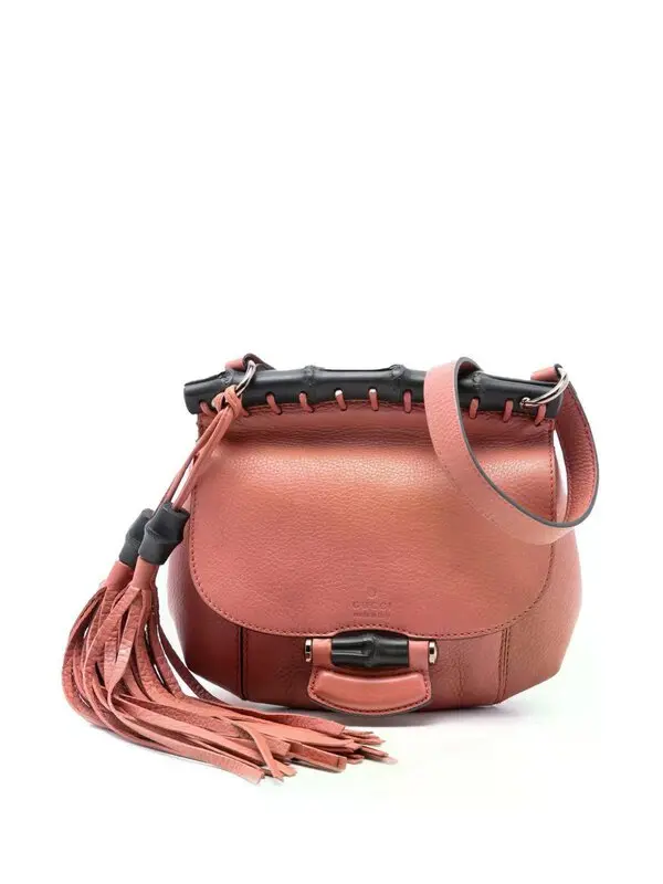 Gucci 2000-2015 Small Leather Bamboo Nouveau Fringe Crossbody Bag - Pink