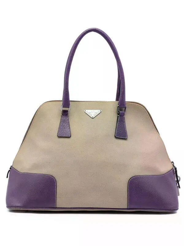 Prada 2000-2026 Cinghiale Trimmed Canapa Dome Handbag - Purple