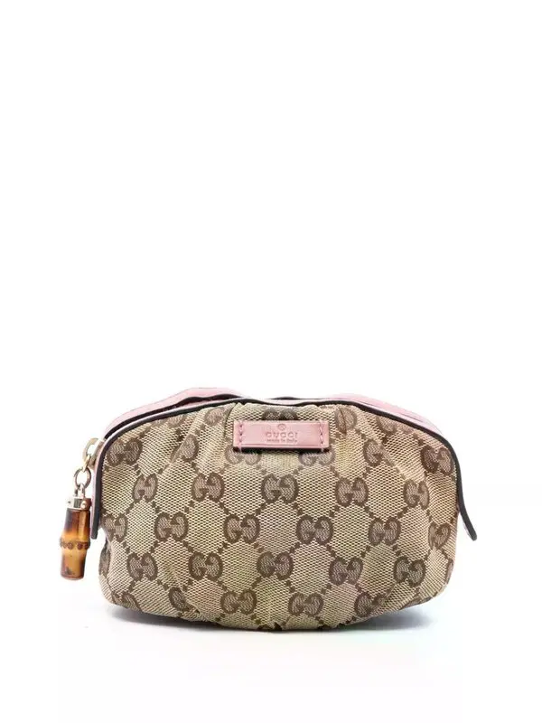 Gucci Gg Canvas Bamboo Cosmetic Pouch - Neutrals