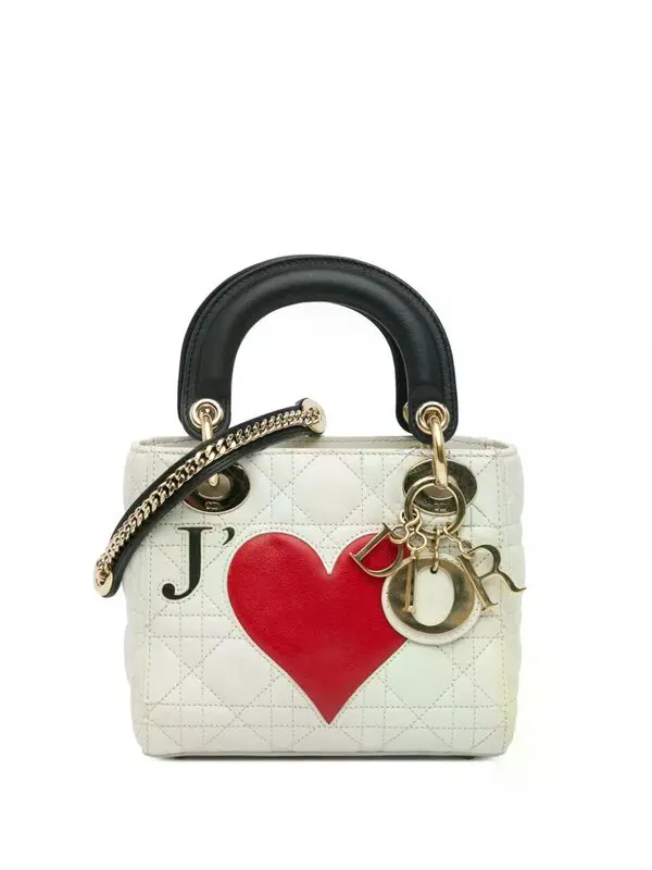 Dior 2019 Dioramour Chinese Valentines Mini Lambskin Cannage Lady Satchel - White