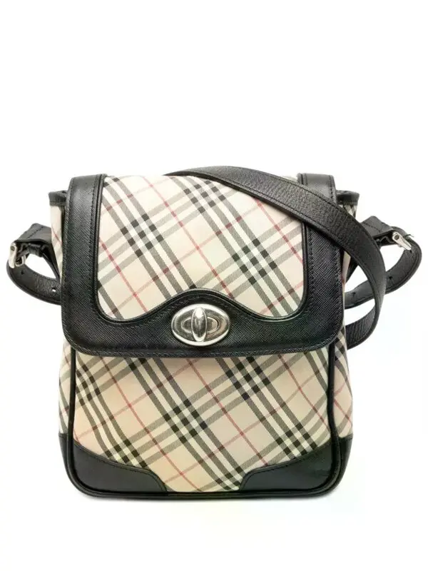 Burberry Nova Check Canvas Crossbody Bag - Black