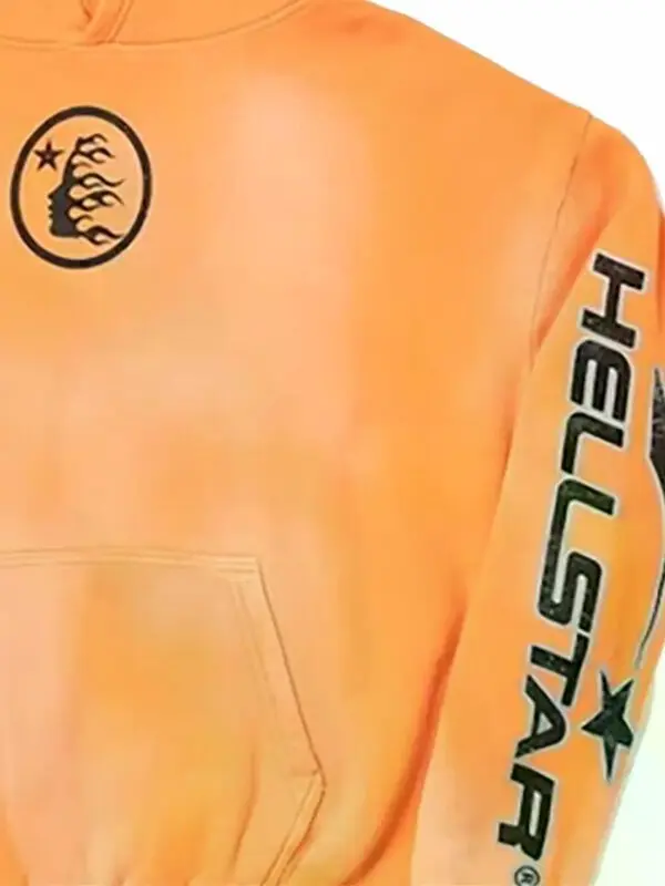 HELLSTAR Logo Hooded T-shirt - Orange