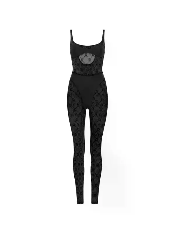 MARINE SERRE Moonogram Mesh Catsuit - Black