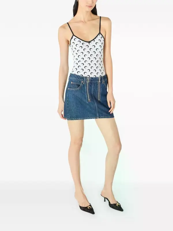 MARINE SERRE Moon-print V-neck Top - White