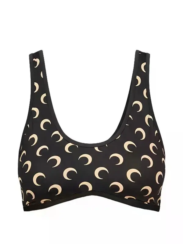 MARINE SERRE Moon-print Bra Top - Black