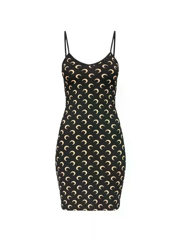 MARINE SERRE Moon-print Mini Dress - Black