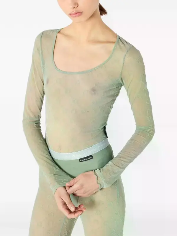 MARINE SERRE Moonogram Sheer T-shirt - Green