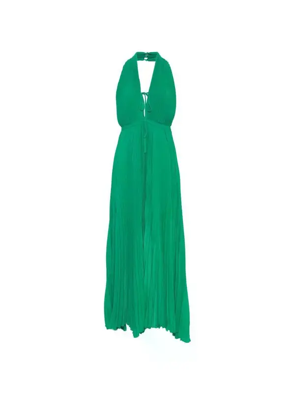 Raquel Diniz Raissa Pleated Halterneck Maxi Dress - Green
