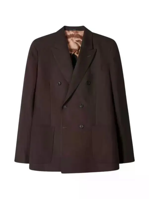 Paul Smith Double-breasted Linen Blazer - Purple
