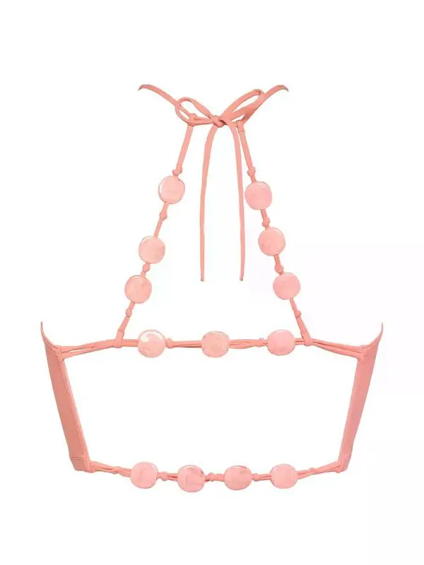 ERES Apollonia Halterneck Beaded Bikini Top - Pink