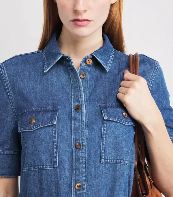 Lafayette 148 New York Denim Belted Maxi Dress