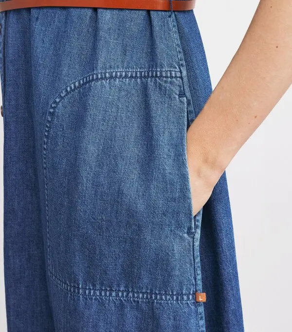 Lafayette 148 New York Denim Belted Maxi Dress