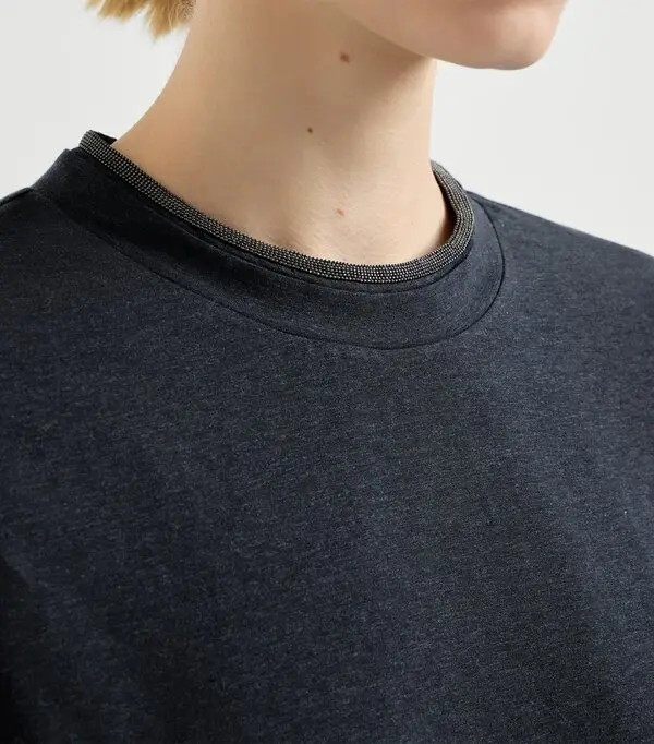 Brunello Cucinelli Embellished Stretch-cotton T-shirt