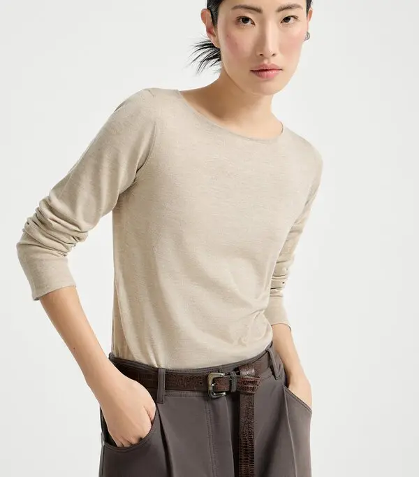 Brunello Cucinelli Cashmere-silk Blend Sweater - Beige
