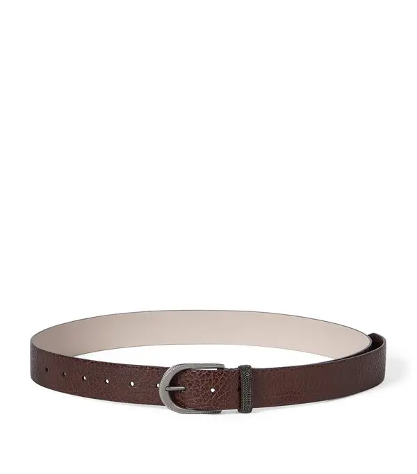 Brunello Cucinelli Hammered Calfskin Belt - Brown