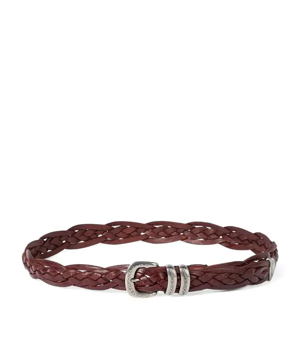 Brunello Cucinelli Leather Woven Belt - Brown