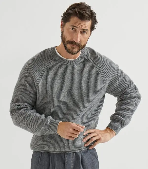 Brunello Cucinelli Cashmere Ribbed Sweater - Grey