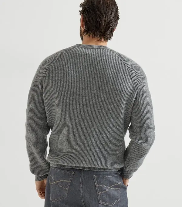 Brunello Cucinelli Cashmere Ribbed Sweater - Grey