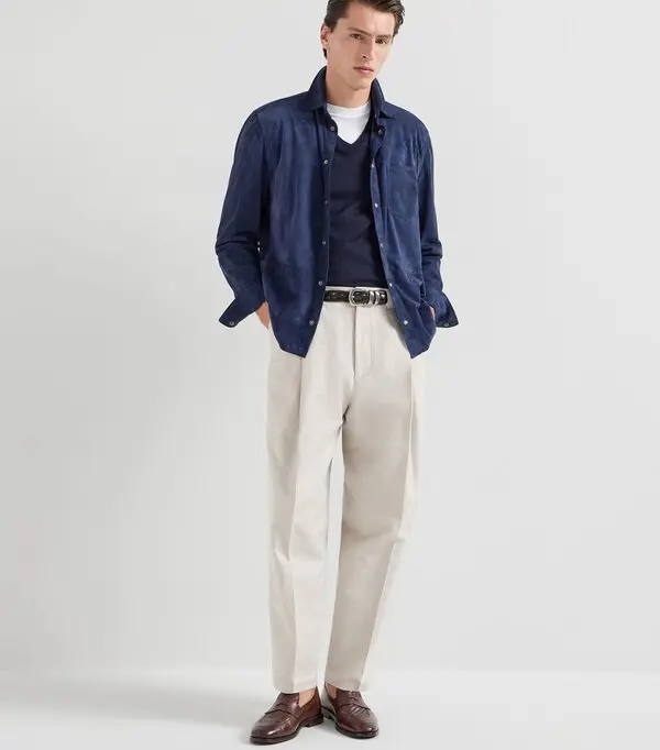 Brunello Cucinelli Cashmere-silk V-neck Sweater - Blue